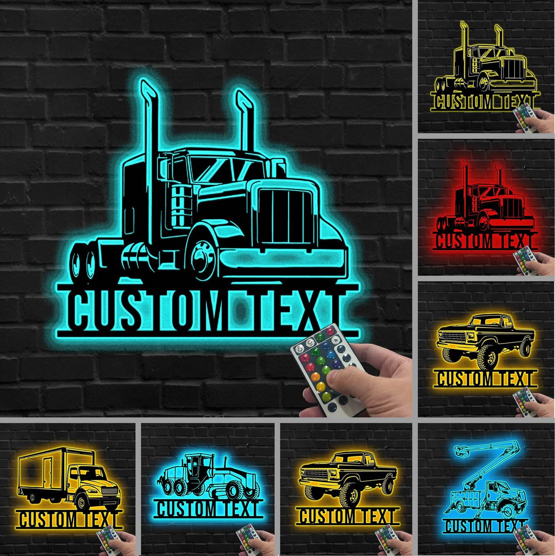 Personalized Trucker Name Sign Led light, Custom Auto Shop Decor,man ...