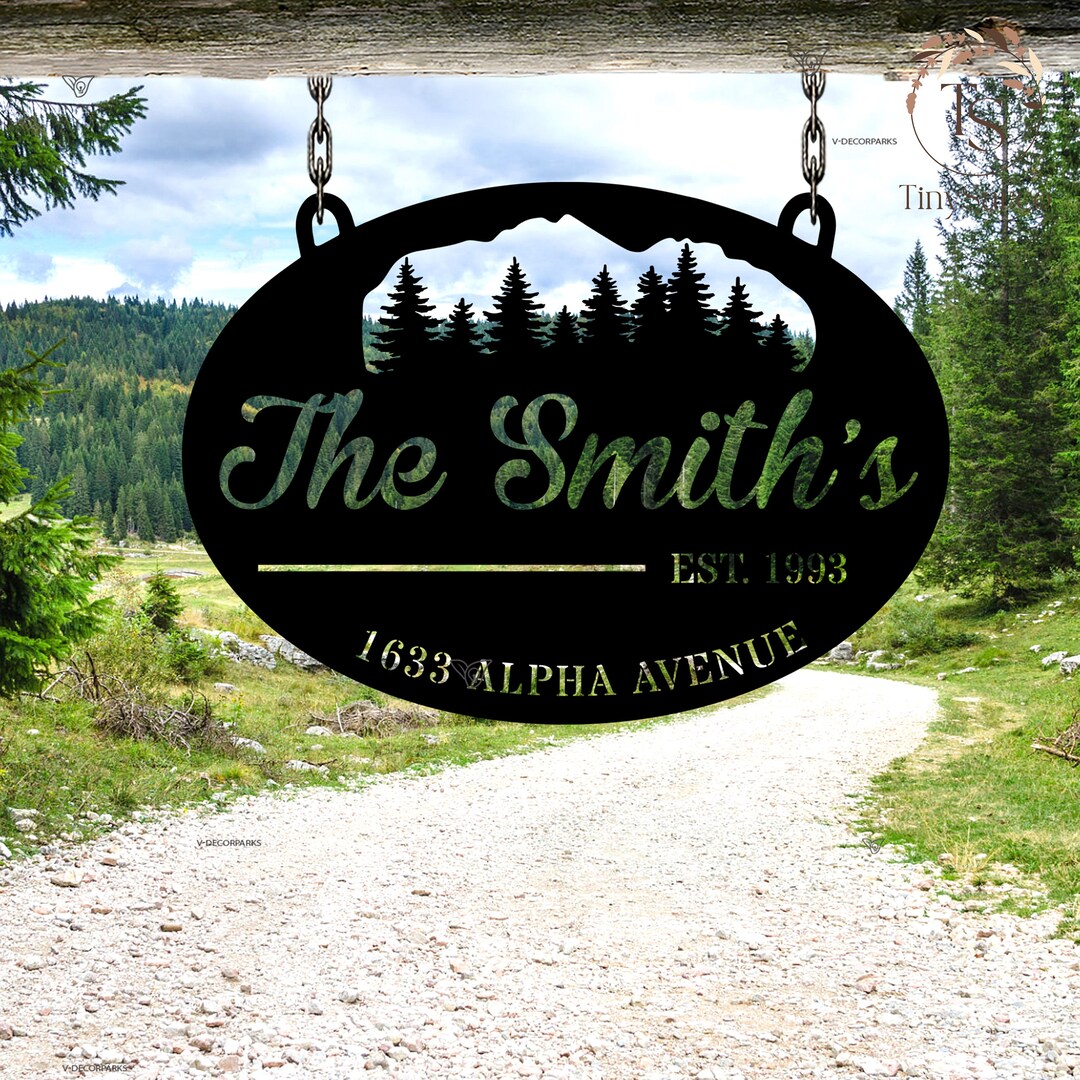 Metal Address Sign for Lodge, Forest & Mountain House Numbers ...
