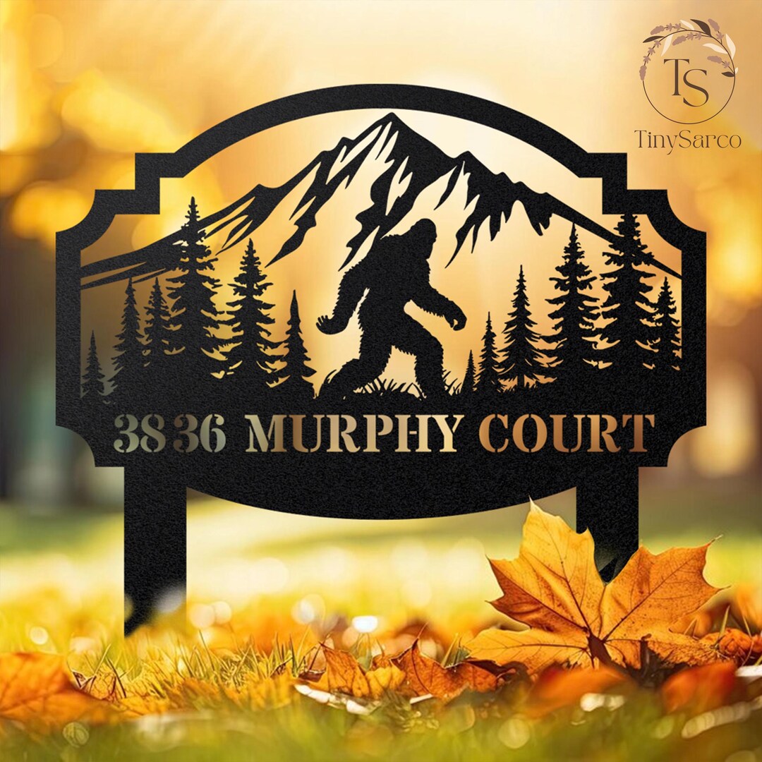 Custom Bigfoot Address Sign for Yard Sasquatch Metal Street Number Sign ...