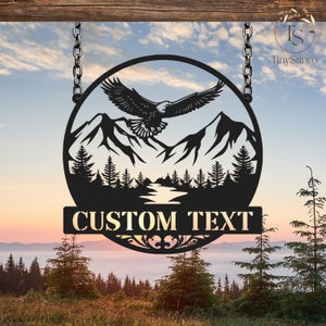 Custom Outdoor Eagle Monogram, Eagle Address Sign Metal Sign With ...