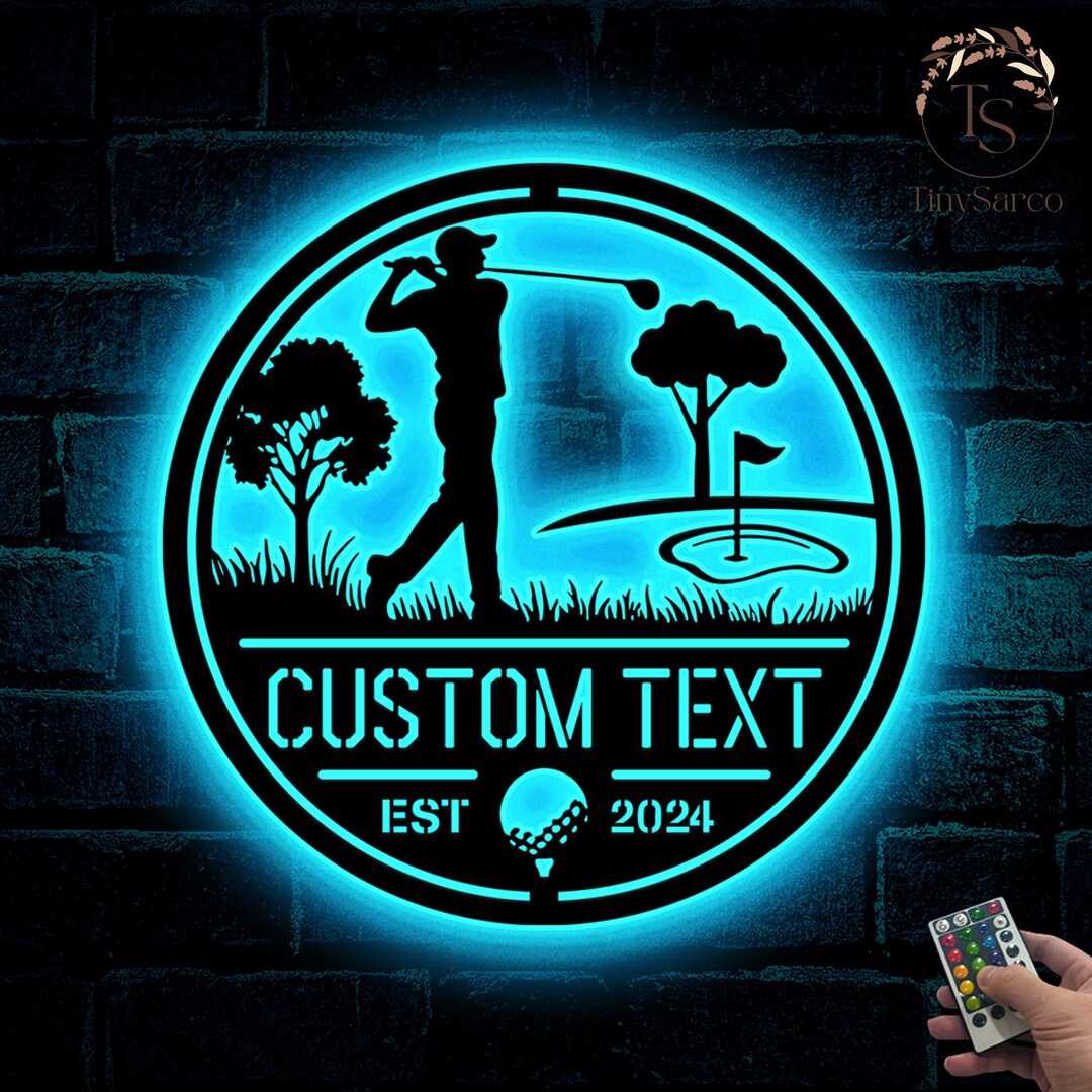 Custom Golf Metal Sign With Led Light, Custom Golfer Name Sign, Golf ...