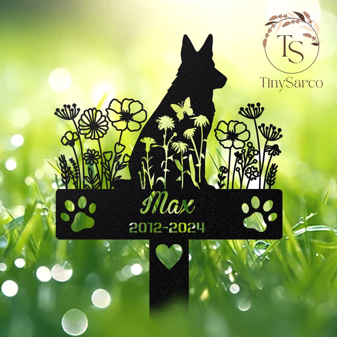 Custom German Shepherd Memorial Metal Stake, German Shepherd Loss ...