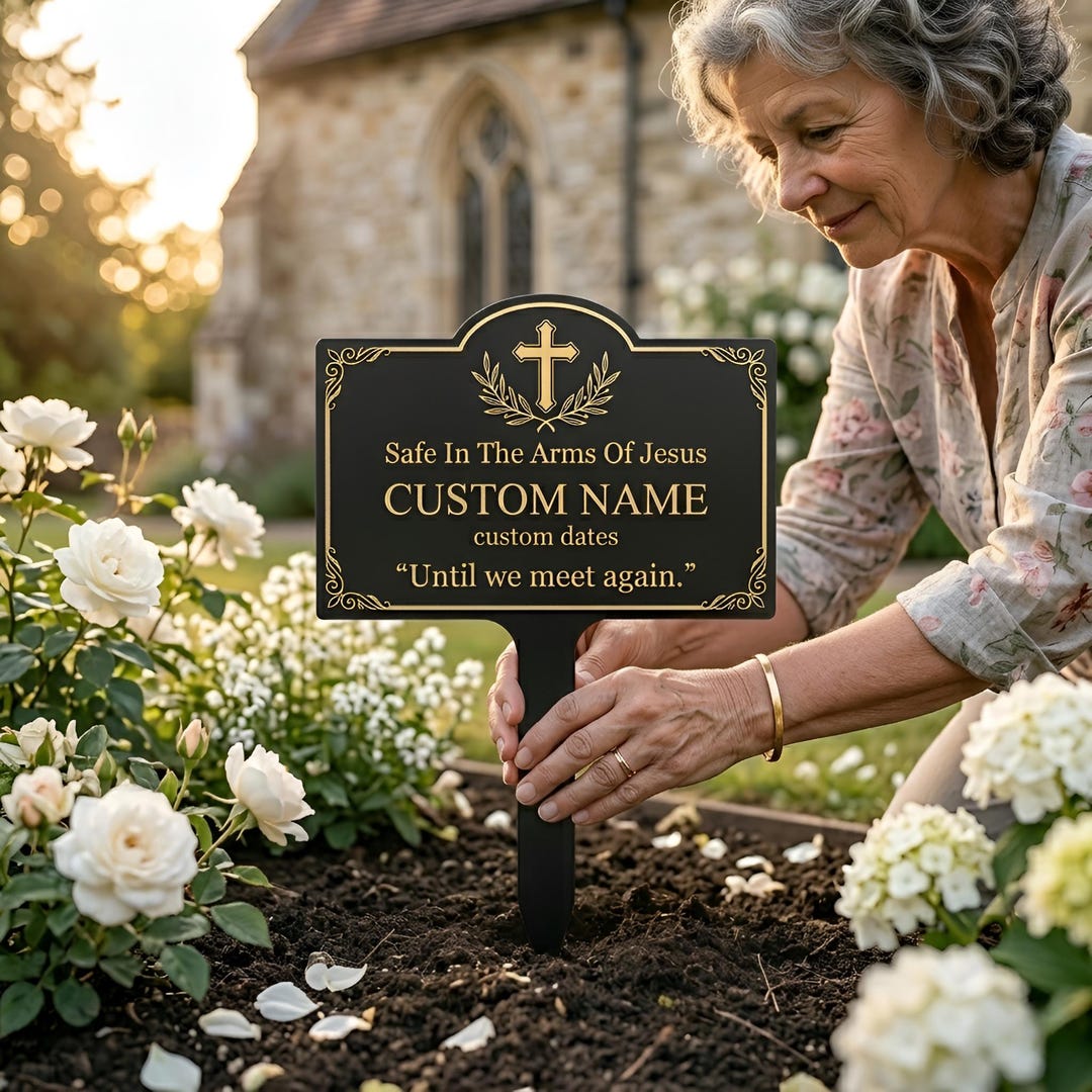 Custom Metal Memorial Stake, Cross Grave Marker, Personalized Sympathy ...