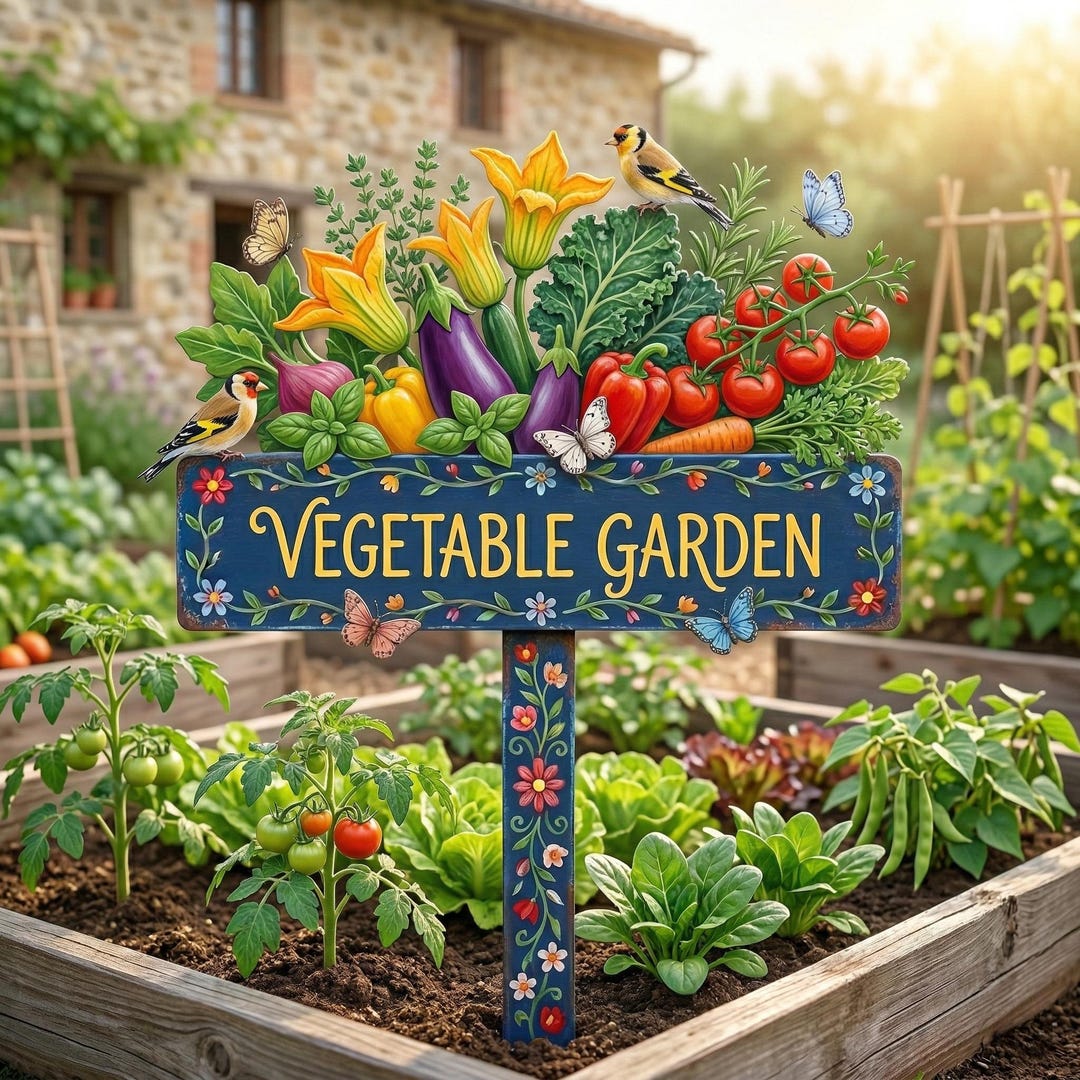 Vegetable Garden Metal Sign, Outdoor Kitchen Garden Decor, Veggie Patch ...