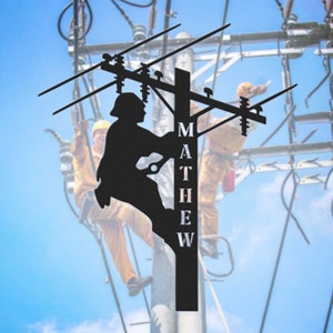 Lineman Metal Sign LED Custom, Handmade Lineman Gift, Lineman Sign ...