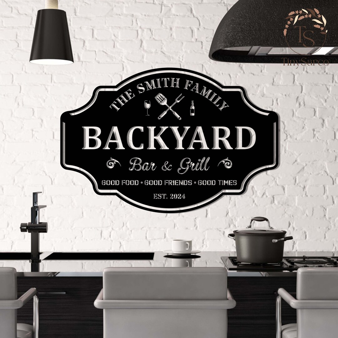 Personalized Backyard Sign Bar & Grill Sign Metal Sign Bar Signs Custom ...