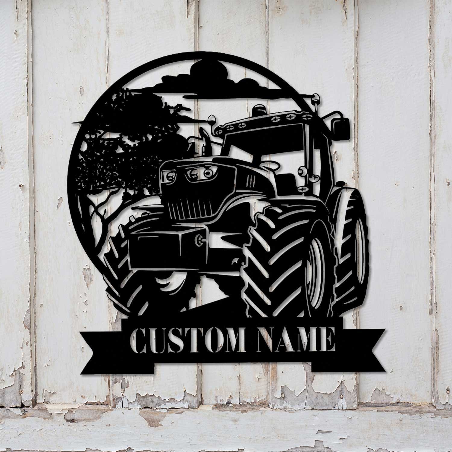 Custom Tractor Driver Metal Wall Art LED Light Personalized Farm ...