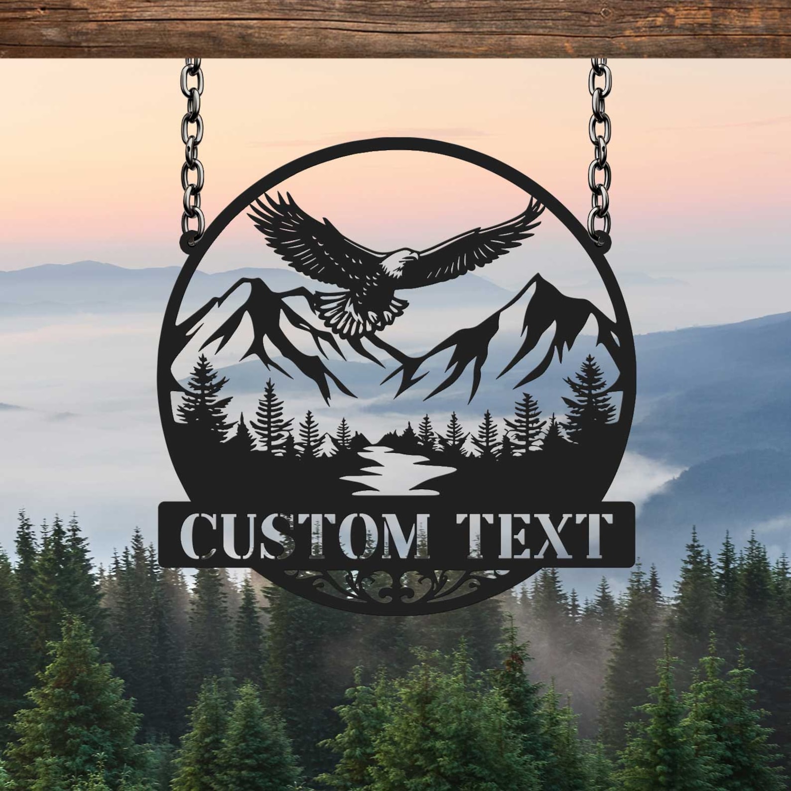 Custom Outdoor Eagle Monogram, Eagle Address Sign Metal Sign With ...
