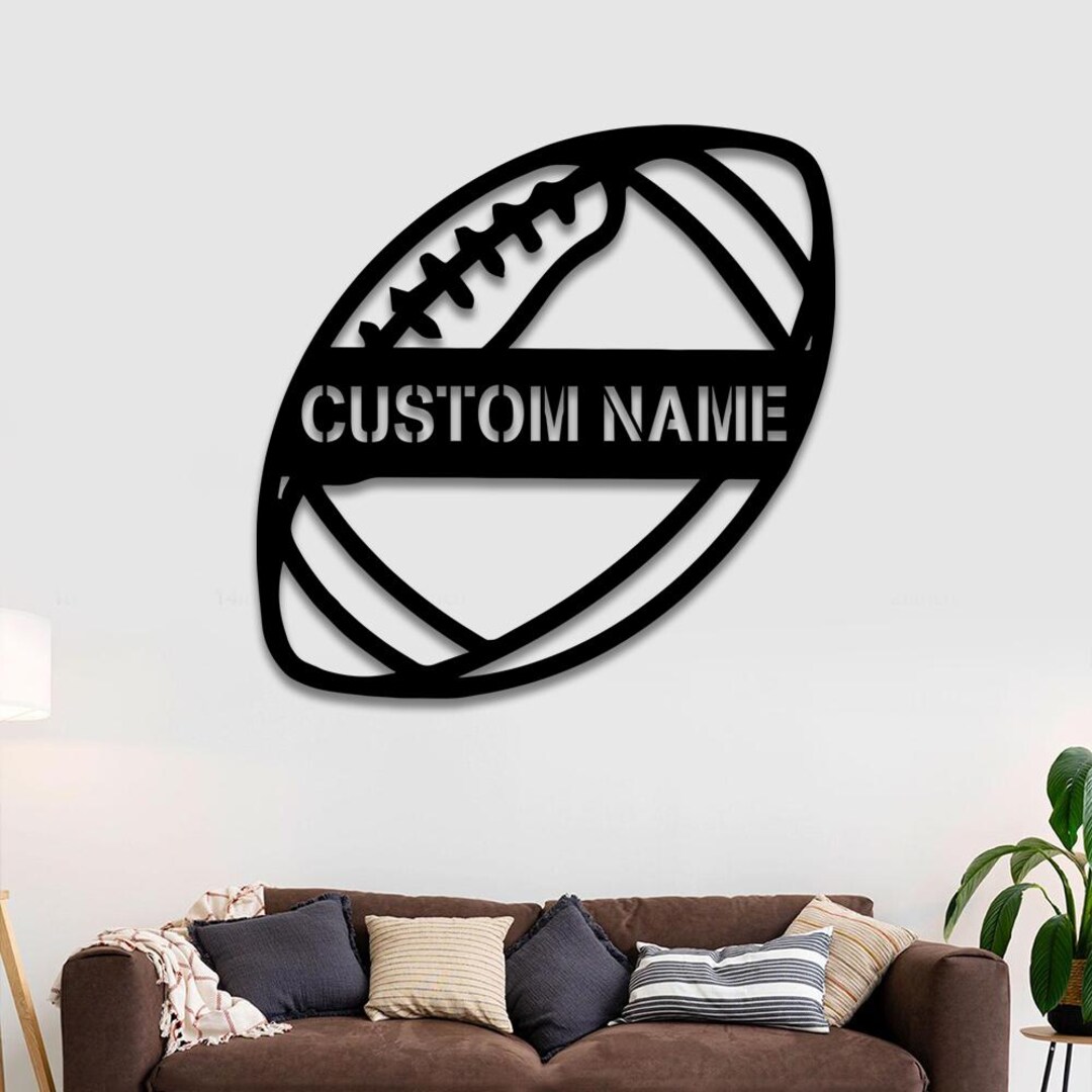 Custom American Football Sign, Personalized Football Metal Wall Ar, Man ...