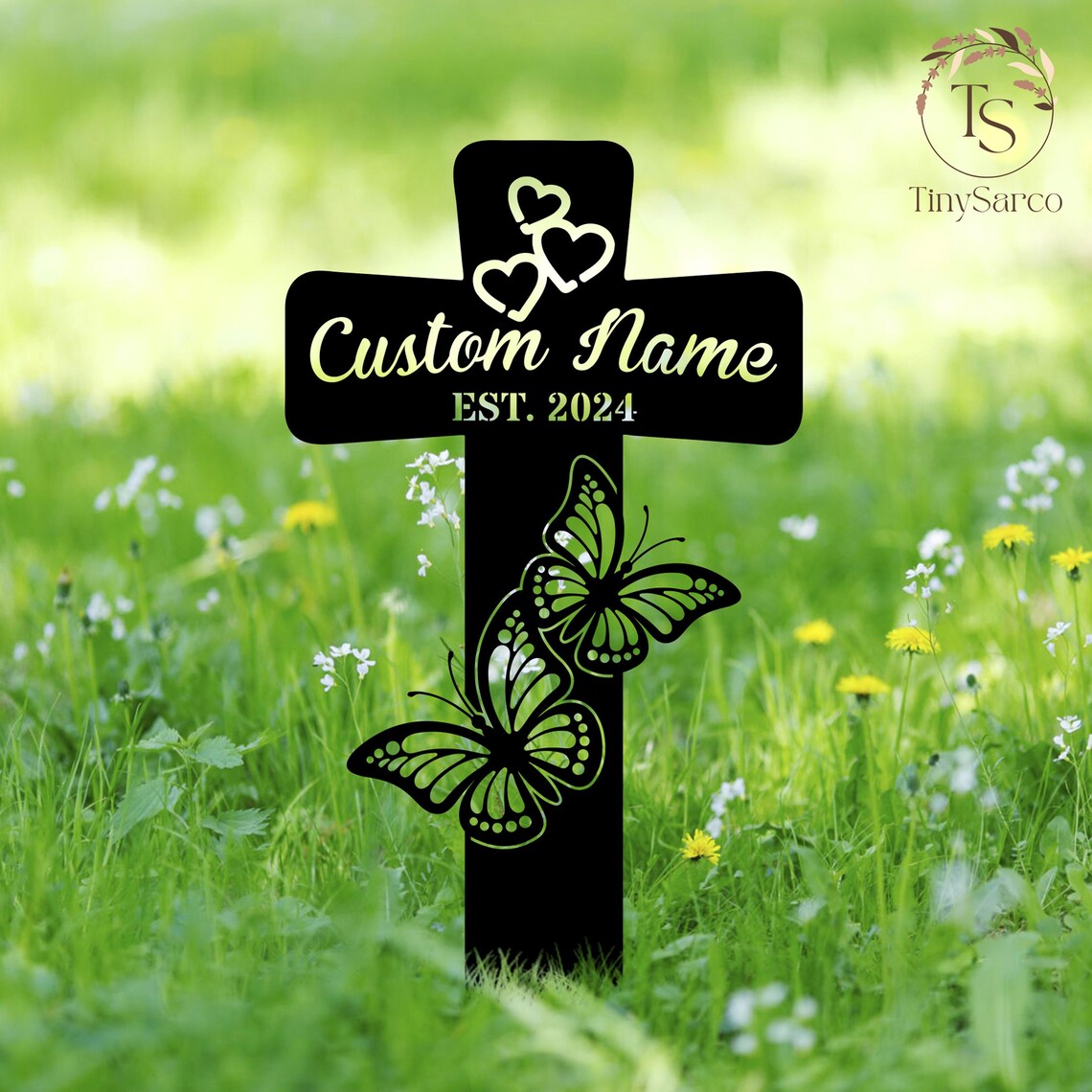 Butterfly Garden Stakes, Butterfly Cross Memorial Stake Personalized ...