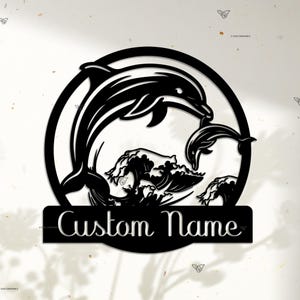 Dolphin Metal Sign Personalized, Dolphin Wall Decor Family Name Sign ...