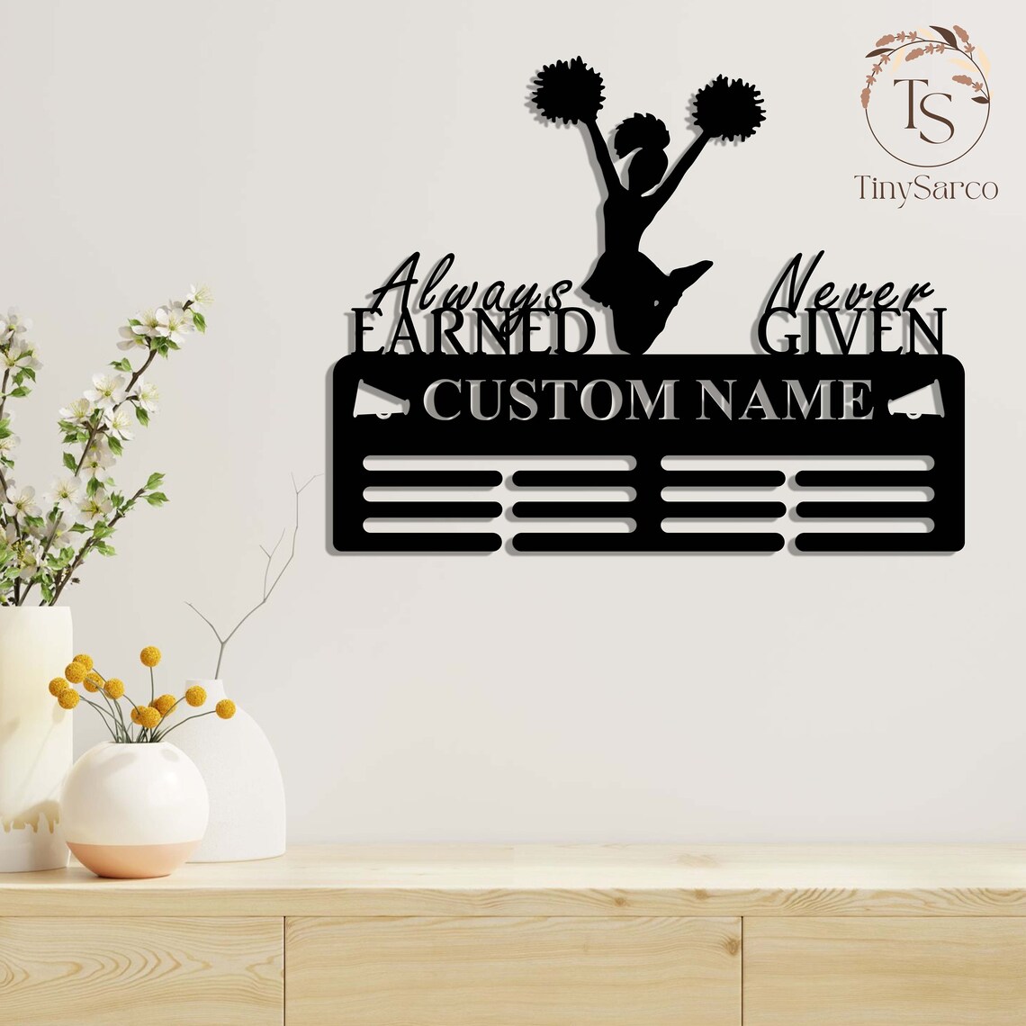 Custom Cheerleader Medal Holder,personalized Cheerleader Name Medal ...