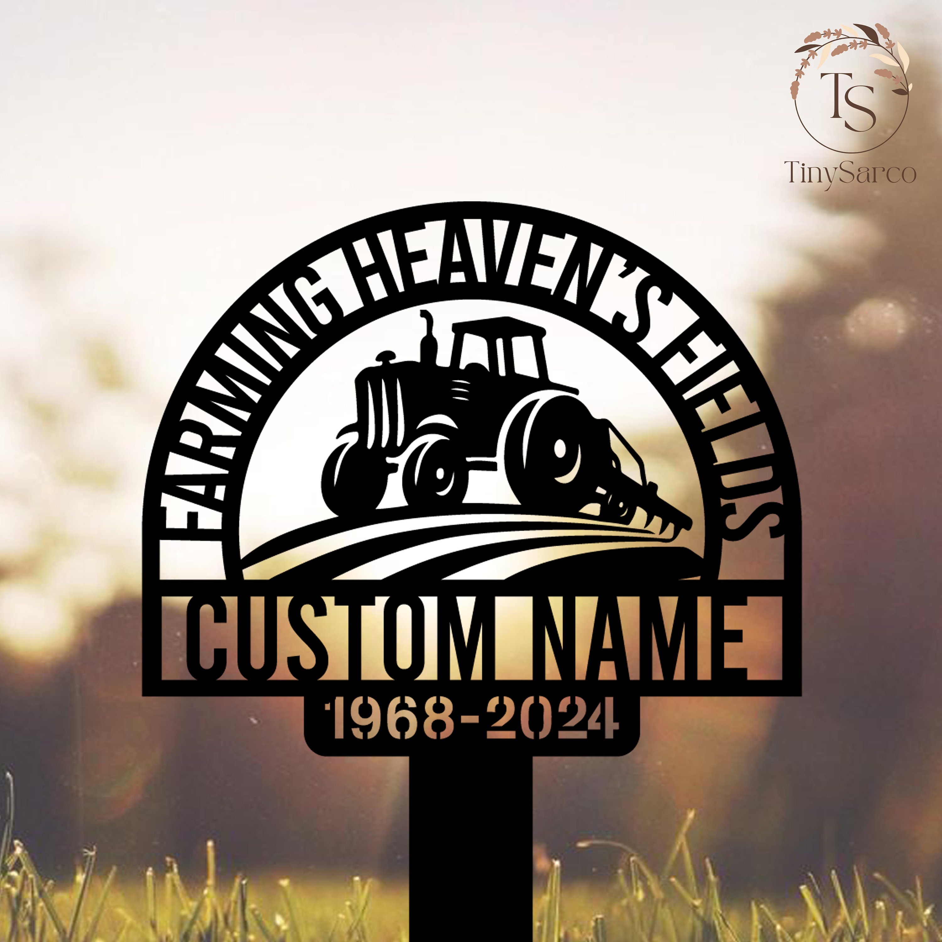 Farmer Memorial Sign Stake, Custom Farming Fields Memorial Metal Stake ...