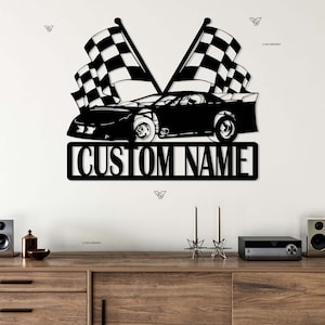 Race Car Custom Name Metal Sign LED, Race Car Sign, Dirt Track Racing ...