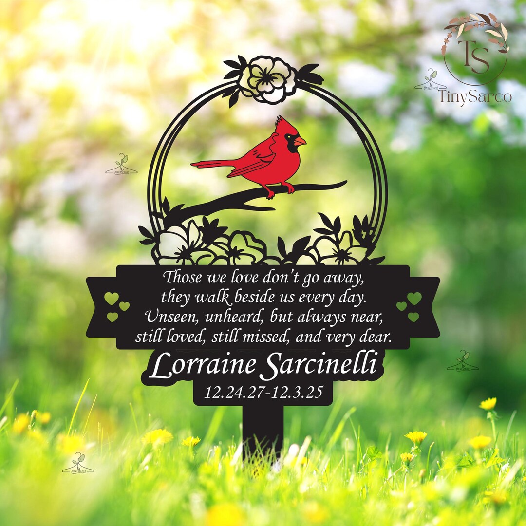 Personalized Memorial Stake Metal Sign, Cardinal Garden Stakes ...