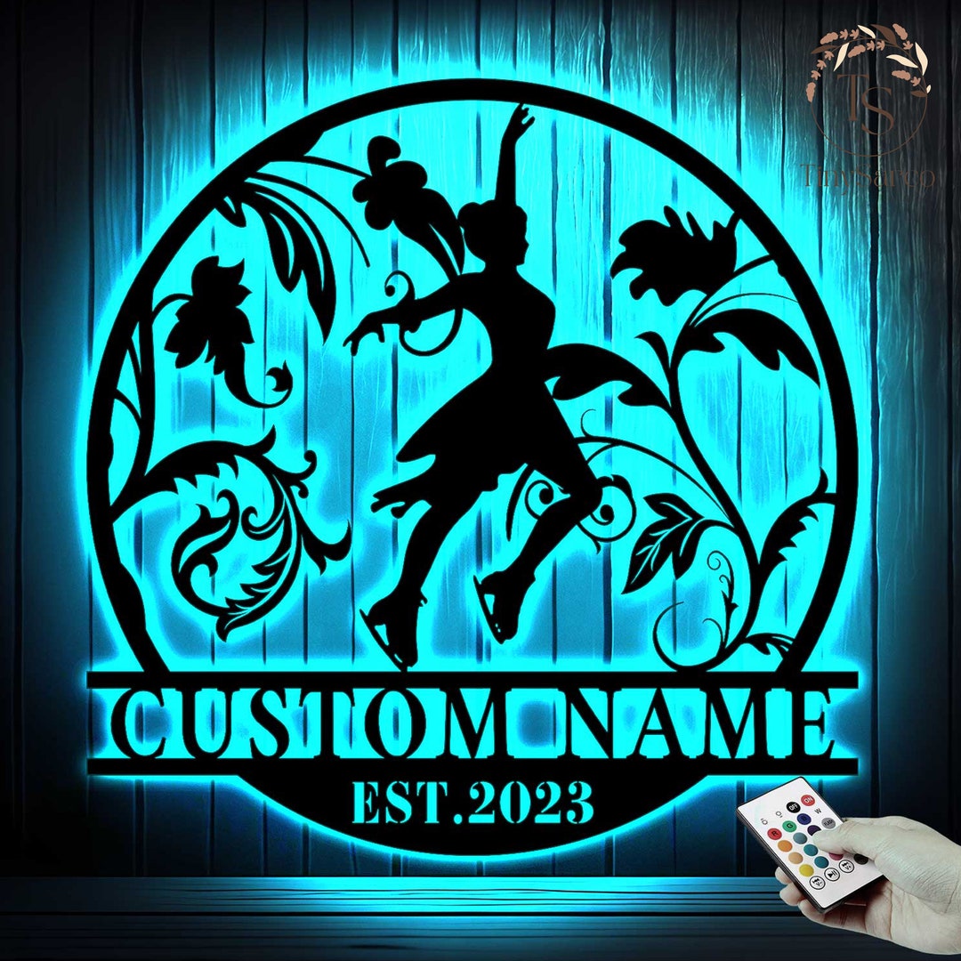 Girl Figure Skating Sign Led Light, Figure Skating Gifts, Metal Figure ...