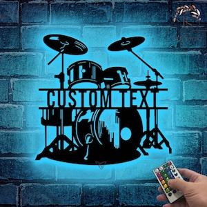 Personalized Drum Metal Sign Wall Art With LED Lights, Custom Drummer ...
