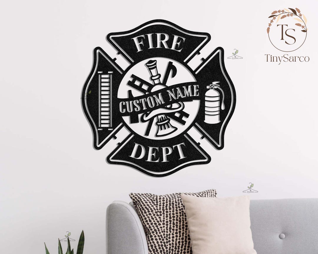 Custom Metal Sign Steel Maltese Cross Fireman, Firefighter Gift ...