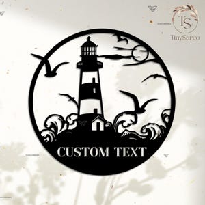 Lighthouse Metal Personalized, Custom Lighthouse Name Sign, Beach House ...