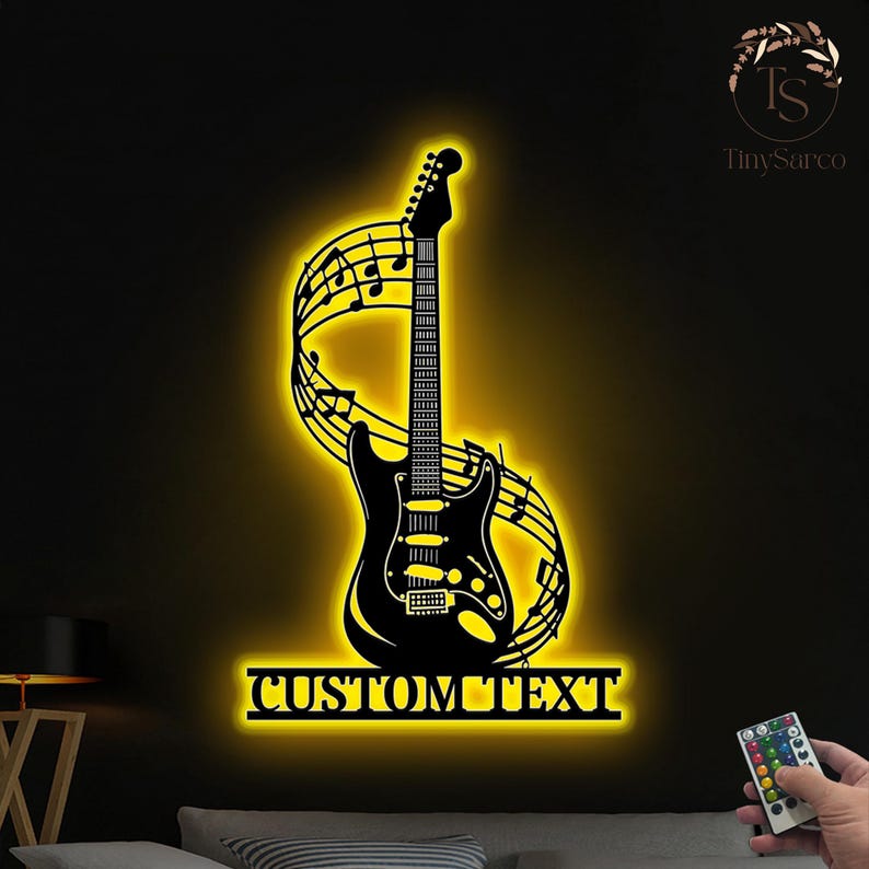 Personalized Guitarist Name Sign Led Light,acoustic Guitar Sign Wall ...