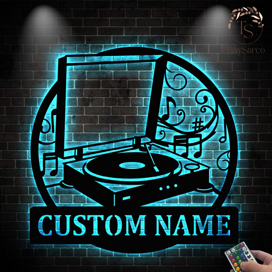 Personalized Music Turntable Record Metal Sign Art V2, Custom Turntable ...