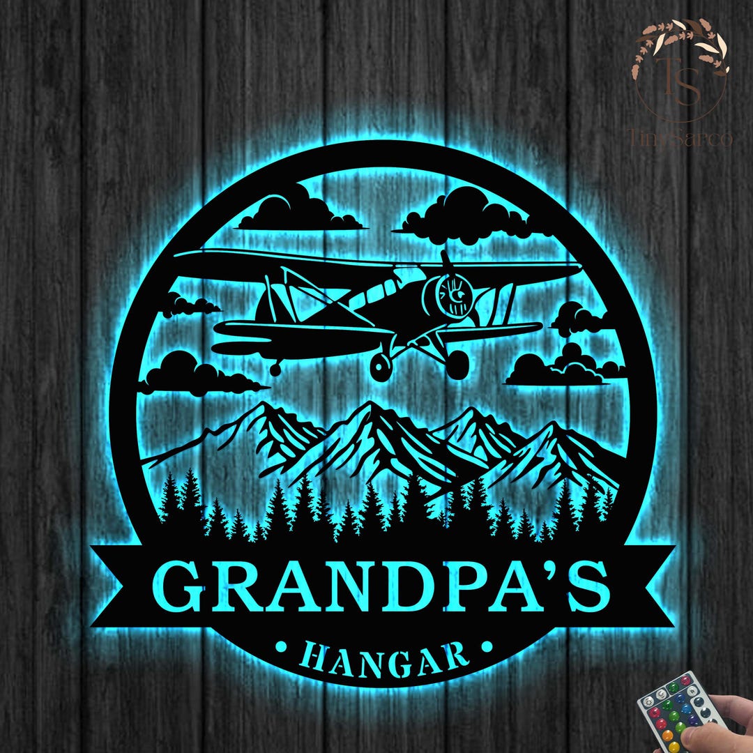 Airplane Hangar Sign, Personalized Pilot Name Sign, Custom Aviation ...