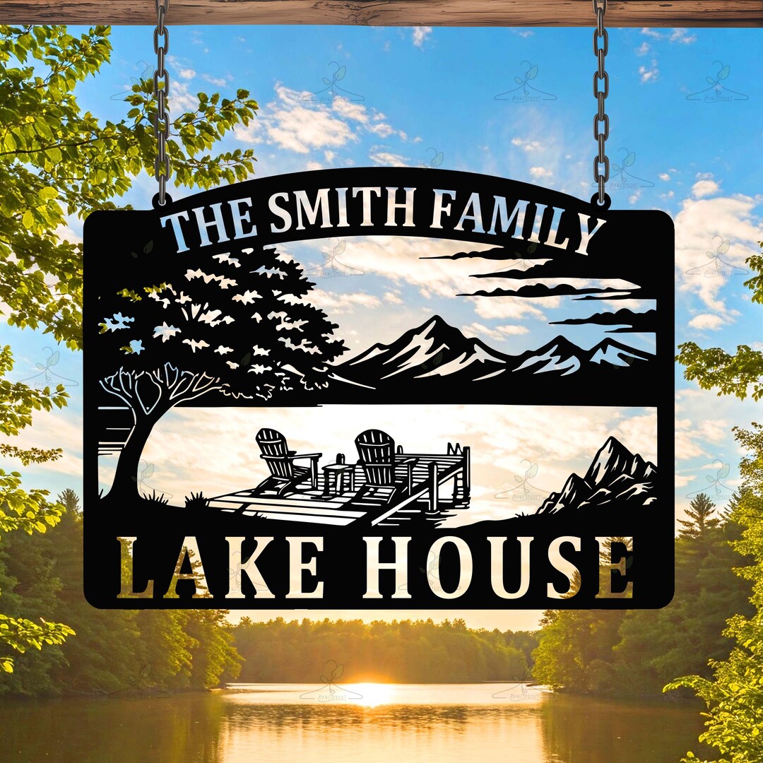Custom Metal Lake House Sign: Lake Life Decor, Cabin Wall Art, Mountain ...