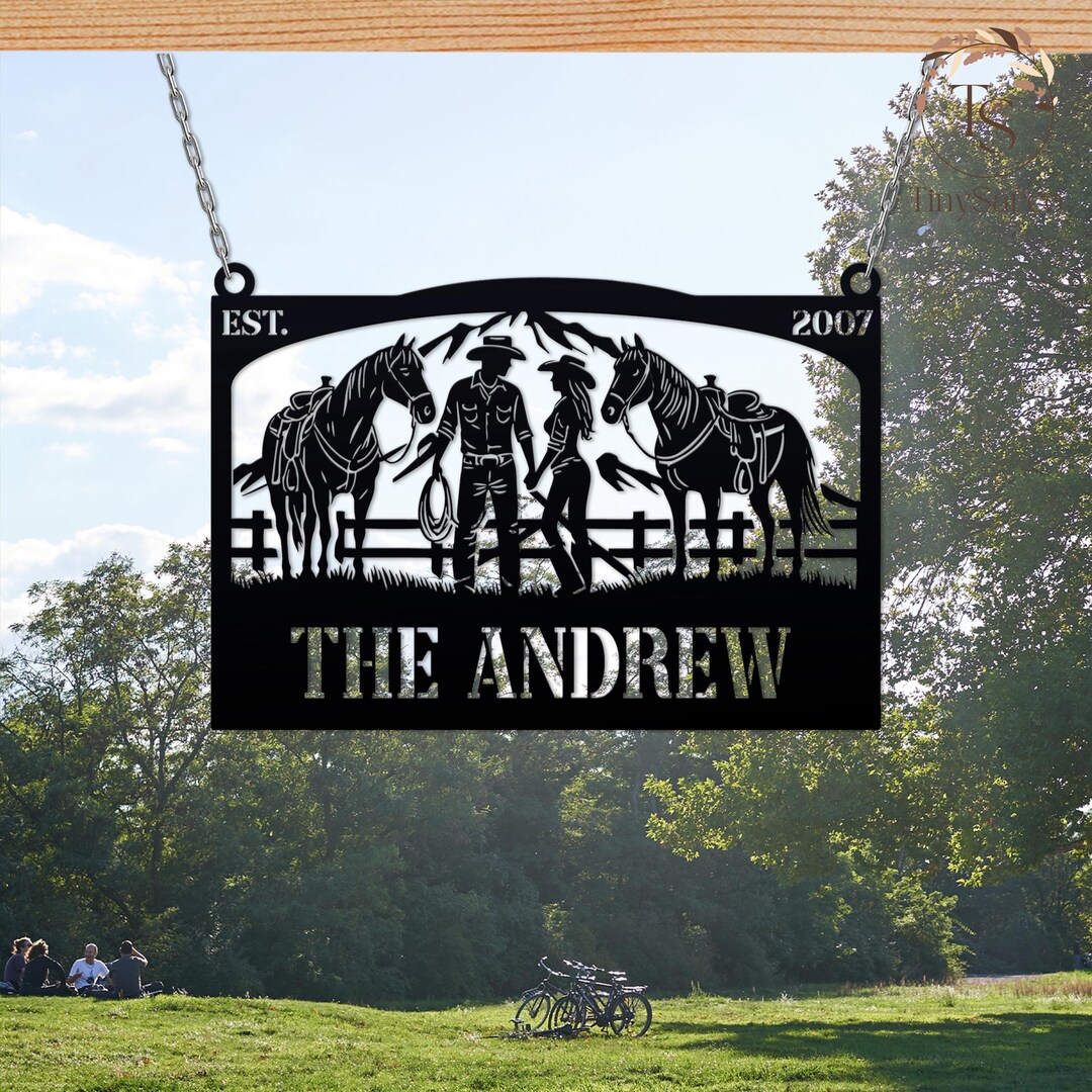 Custom Metal Farmhouse Entrance Sign Wall Art, Custom Cowboy Ranch Sign ...