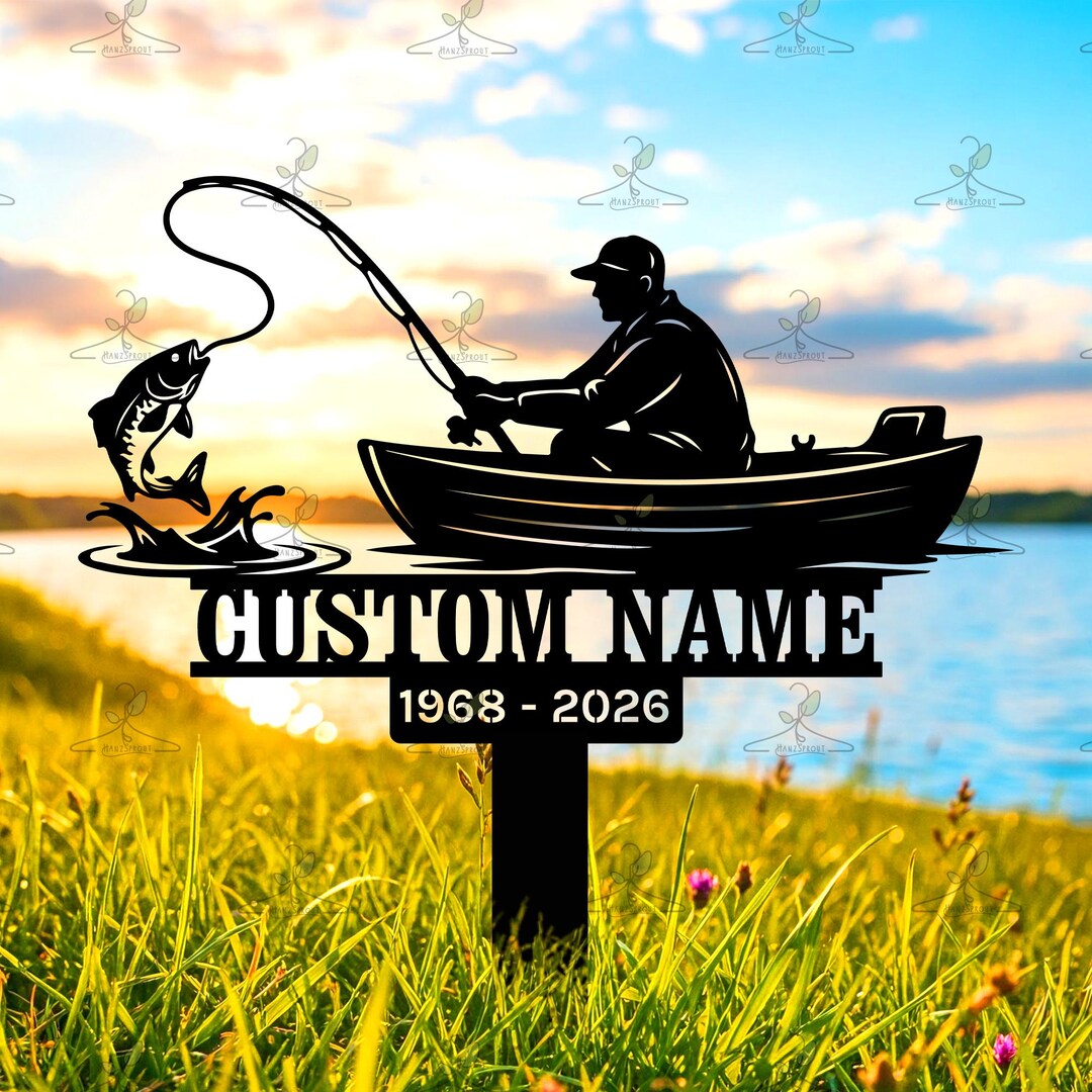 Custom Fishing Memorial Stake With Name & Year, Personalized Outdoor ...