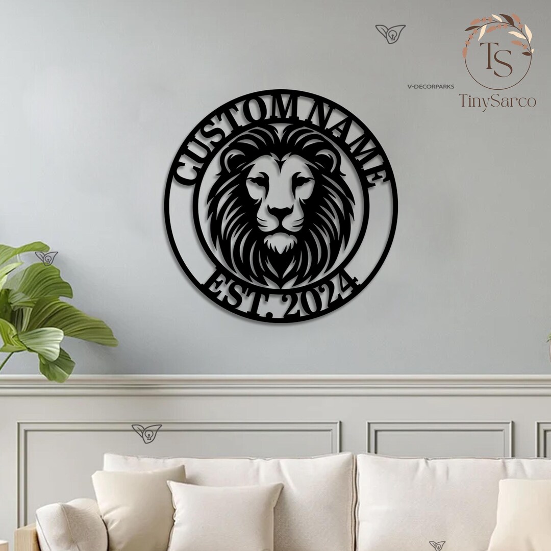 Lion Metal Sign,lion Head Metal Wall Art Personalized, Lion Metal Wall ...