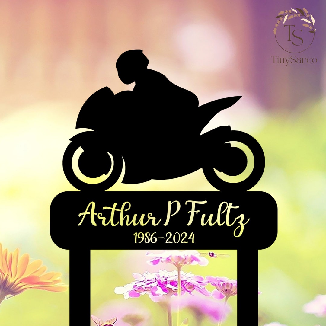 Custom Motorcycle Memorial Stake,personalized Biker Memorial Metal Yard ...