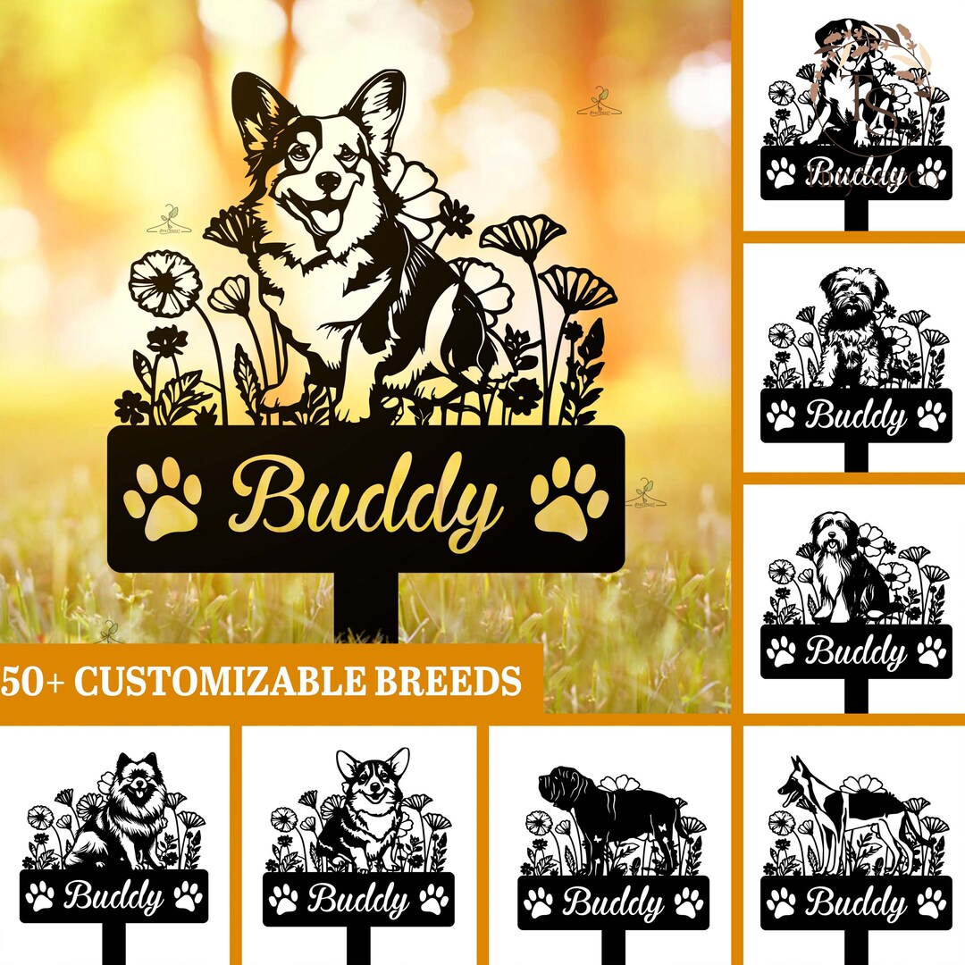 Custom Metal Dog Breed Sign, Personalized Dog Name Plaque, Outdoor ...