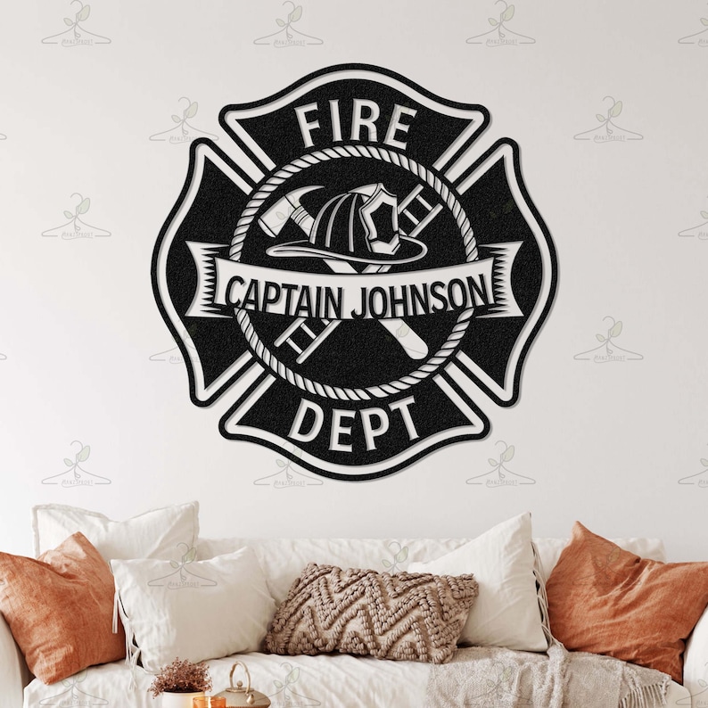 Personalized Fire Department Metal Sign, Custom Firefighter Maltese ...