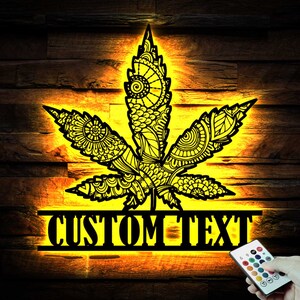 Personalized Weed Metal Wall Art With Lights, Custom Cannabis Sign ...