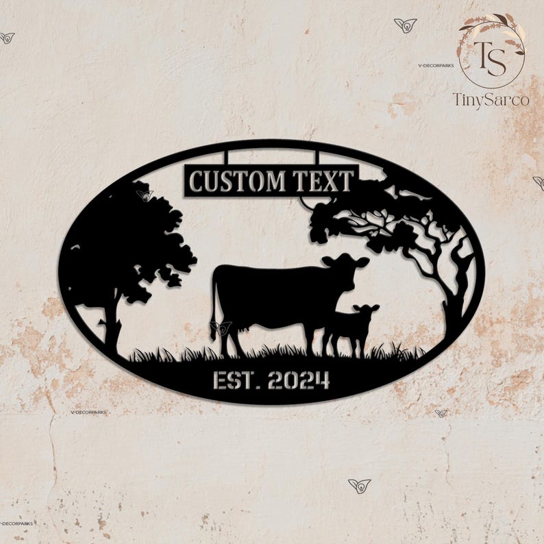 Personalized Cow Oval Farm Sign | Custom Metal Ranch Name Sign |cow and ...