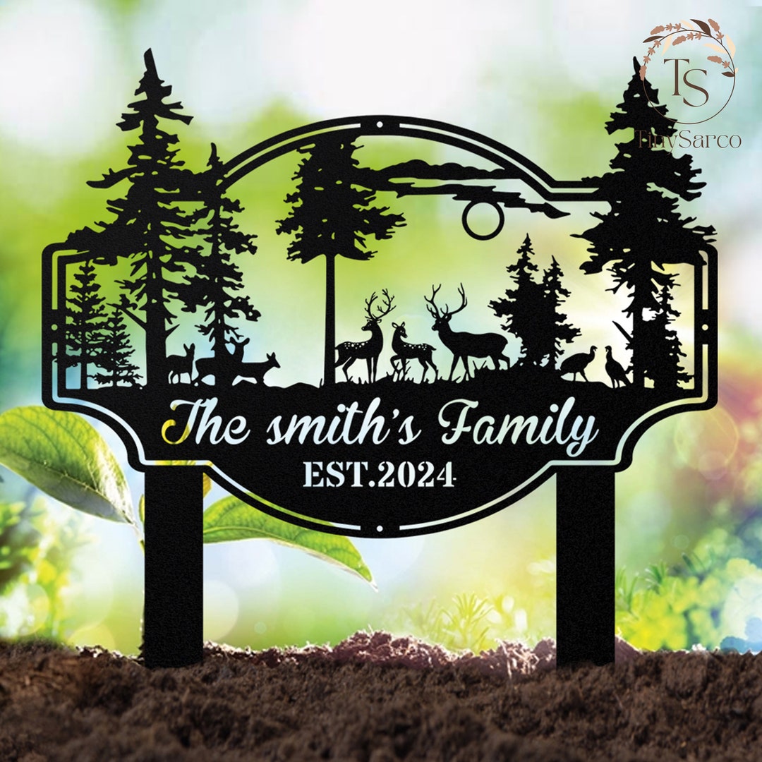 Custom Metal Deer Sign Outdoor Decor Deer Forest Personalized Metal ...