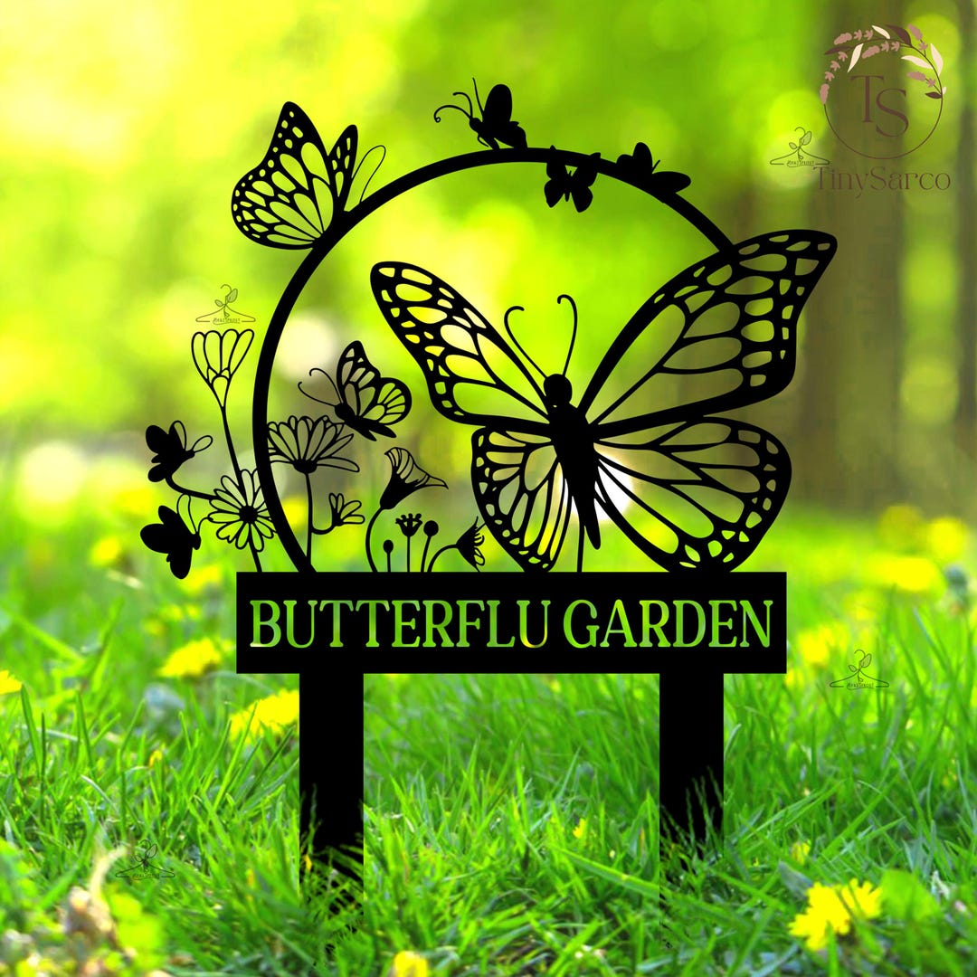 Custom Butterfly Garden Sign, Butterfly Metal Garden Stake,metal Yard ...