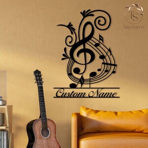 Music Notes Metal Wall Art Personalized, Musician Name Sign, Customized ...