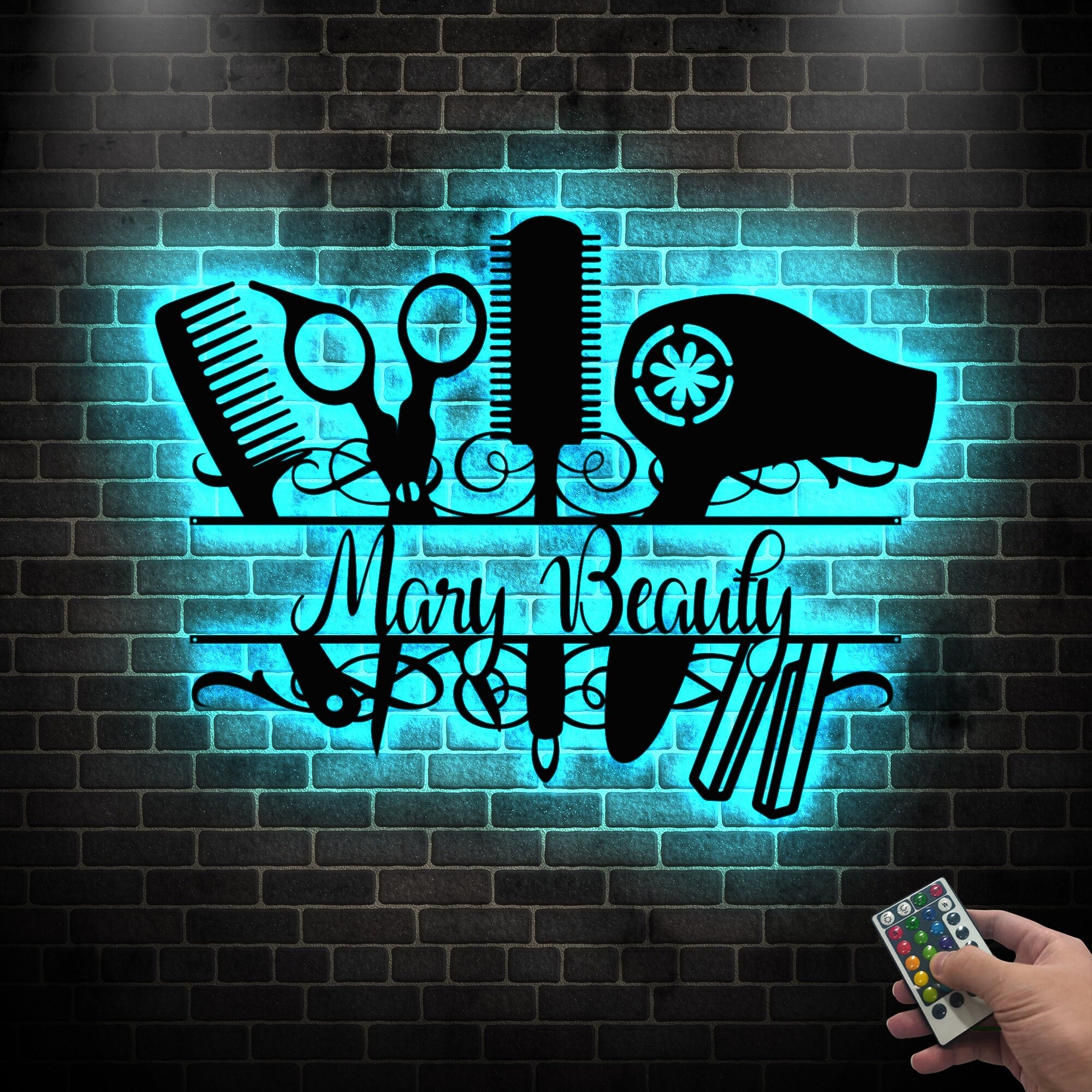 Personalized Hair Stylist Name Sign LED Light, Custom Hair Salon Metal ...