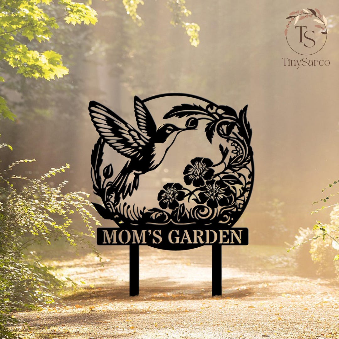 Hummingbird Metal Garden Stake Custom, Personalized Garden Name Sign ...