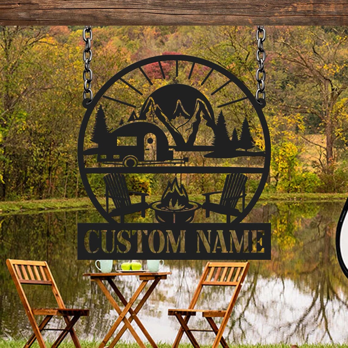 Custom Happy Campers Metal Yard Sign With LED Lights, Camping Car ...