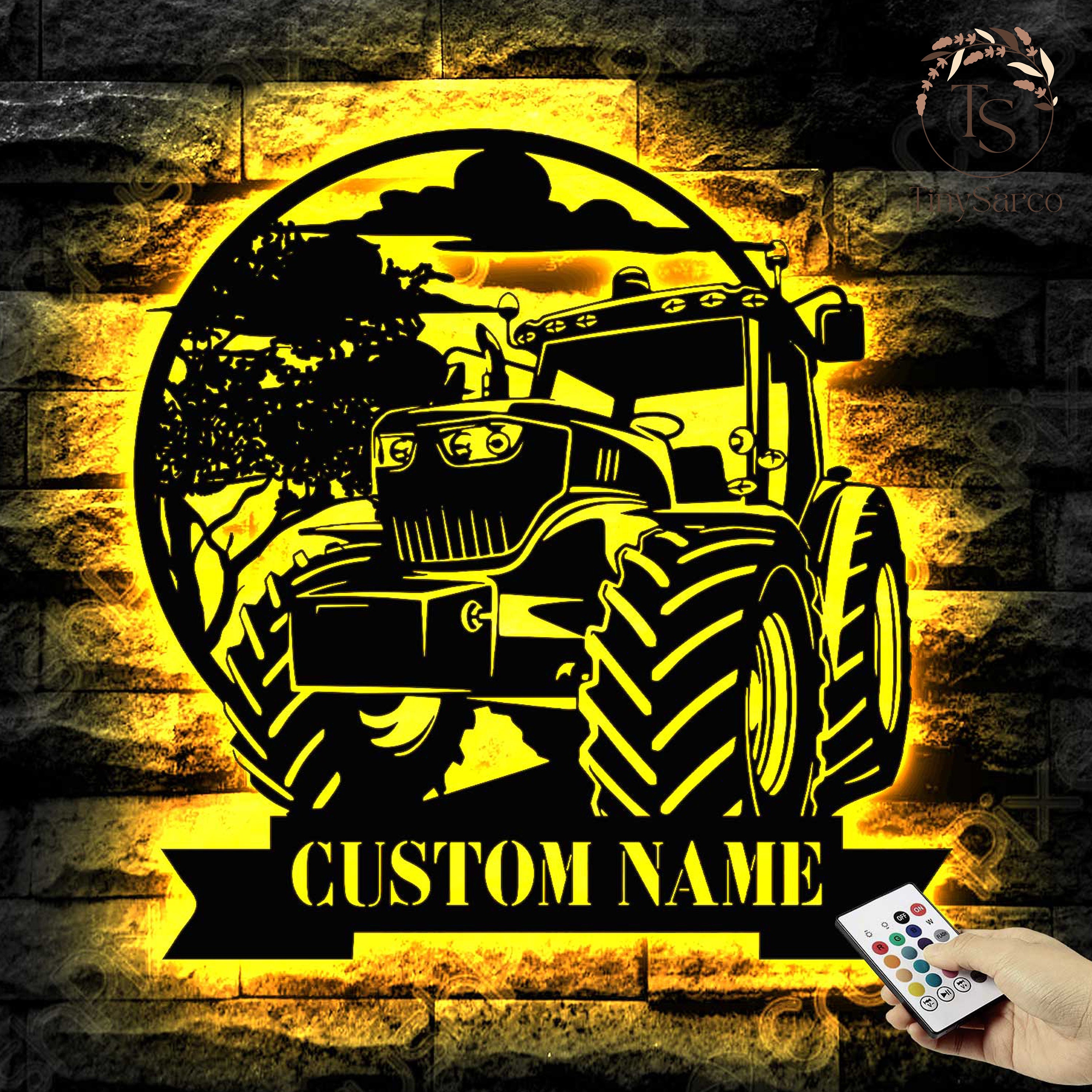 Custom Tractor Driver Metal Wall Art LED Light Personalized Farm ...