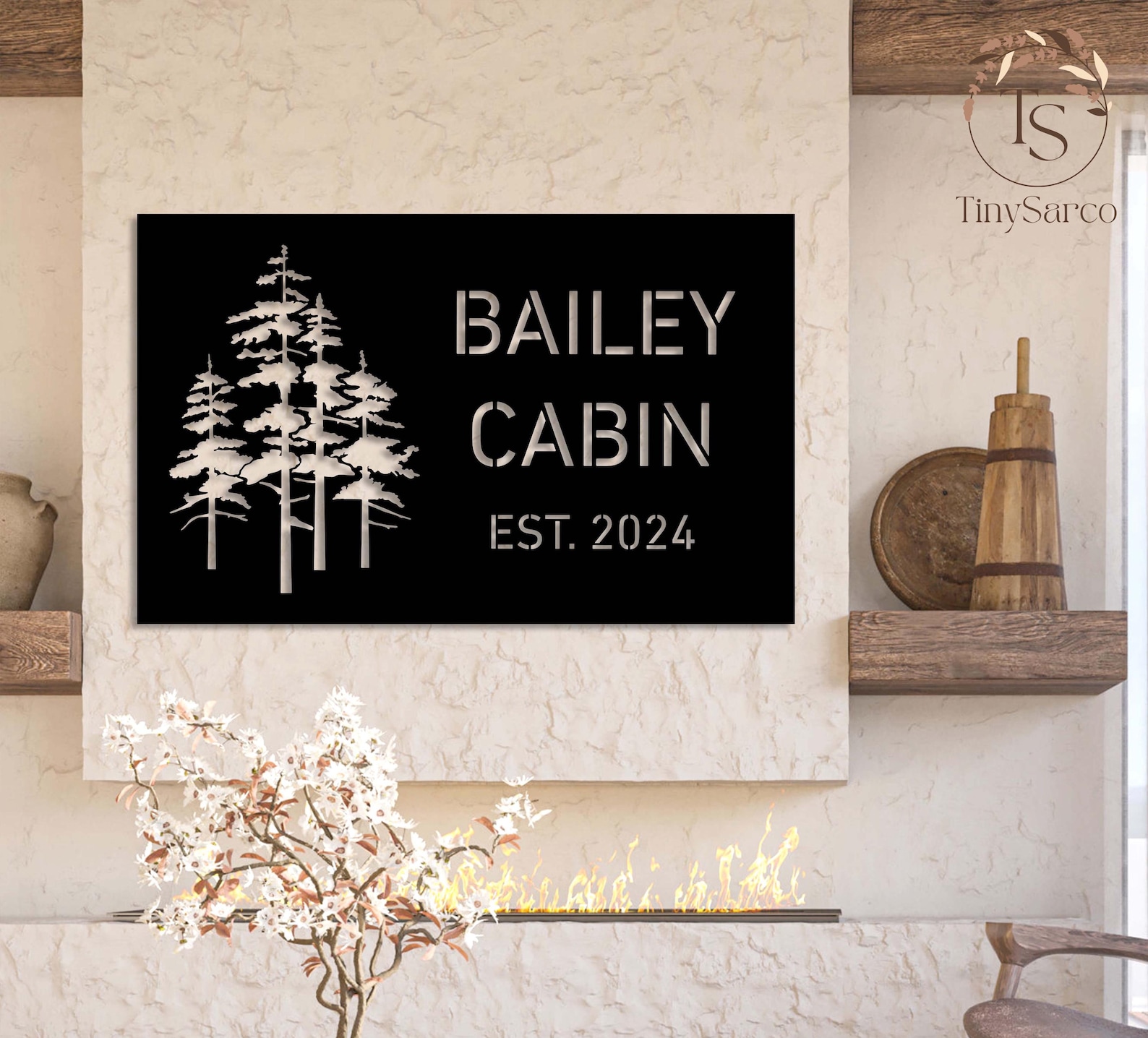 Personalized Metal Cabin Name Sign, Pine Tree Custom Metal Signs ...