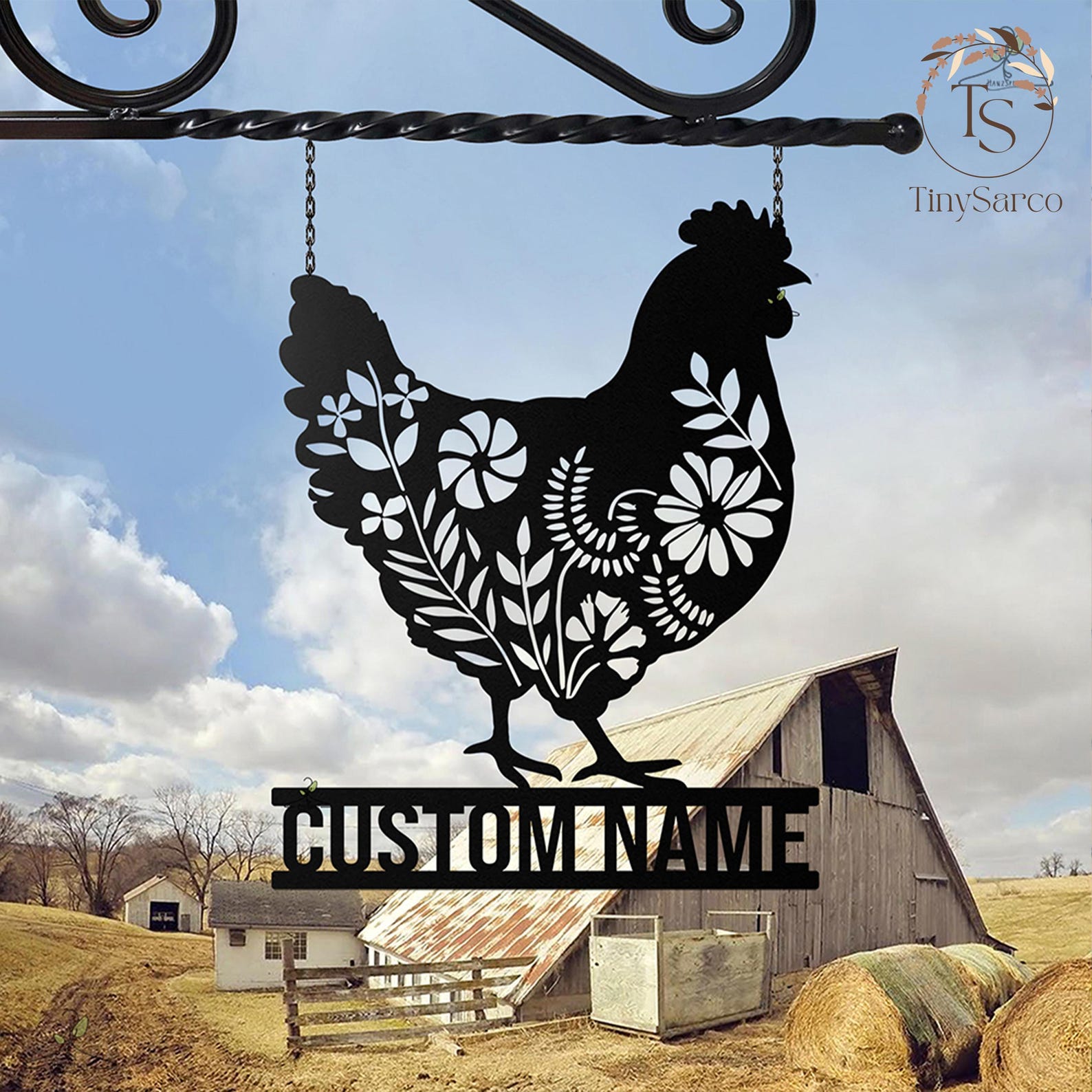 Personalized Floral Chicken Farm Sign With Lights,hen Coop Sign,hen ...