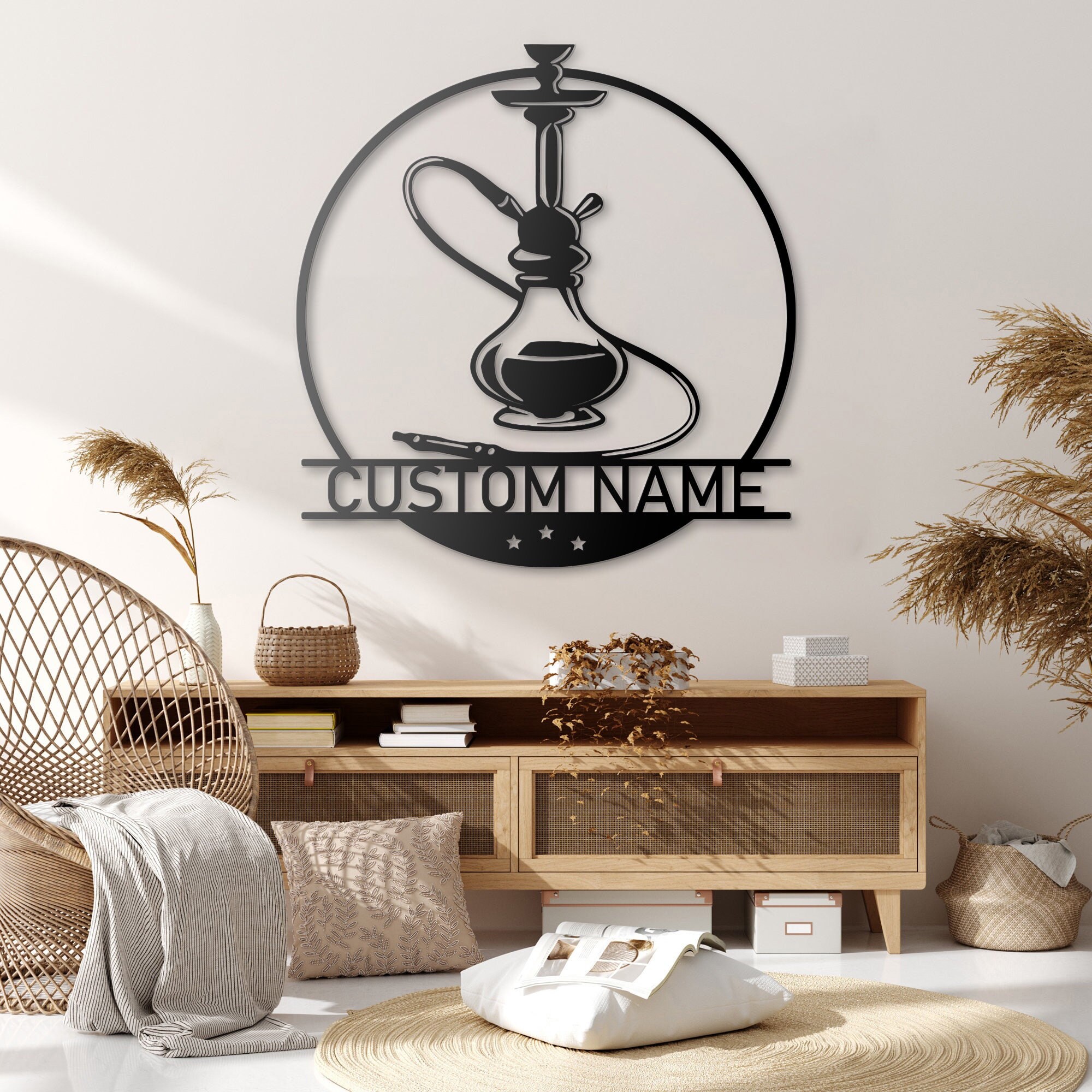Personalized Shisha Hookah Metal Wall Art LED Light, Shisha Hookah Gift ...