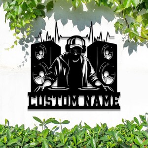 Custom DJ Disc Jockey Metal Sign Wall Art With Led Lights, Music Room ...