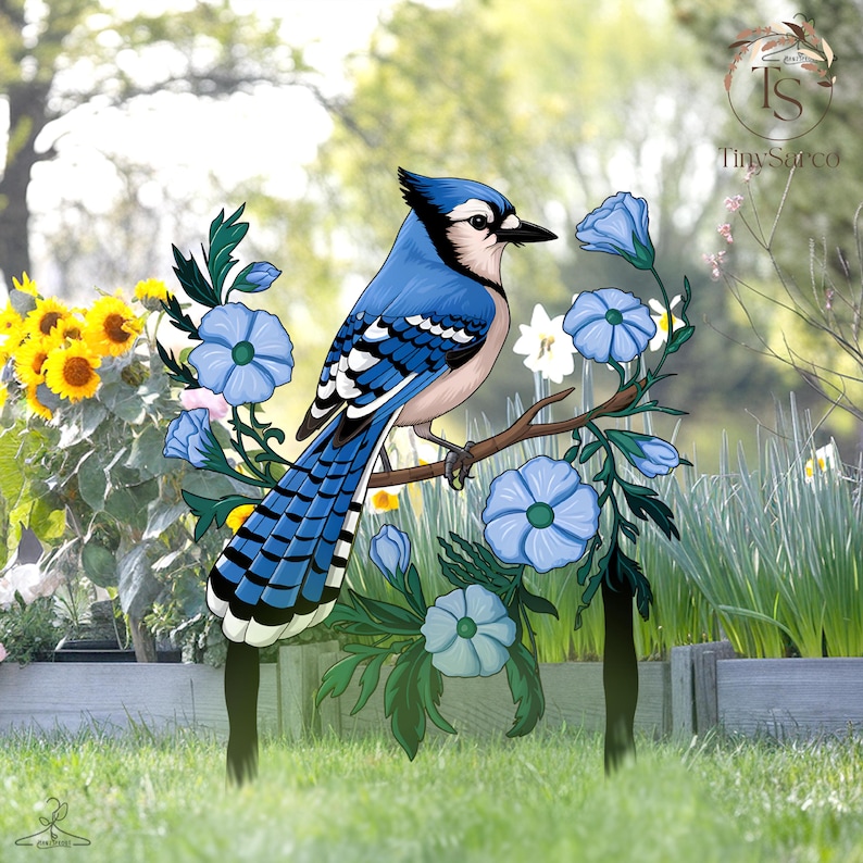 Blue Jay Bird Garden Metal Sign, Metal Garden Decoration, Metal Bird ...