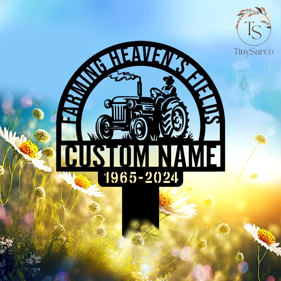 Personalized Farming Fields Memorial Metal Stake, Farmer Memorial Sign ...