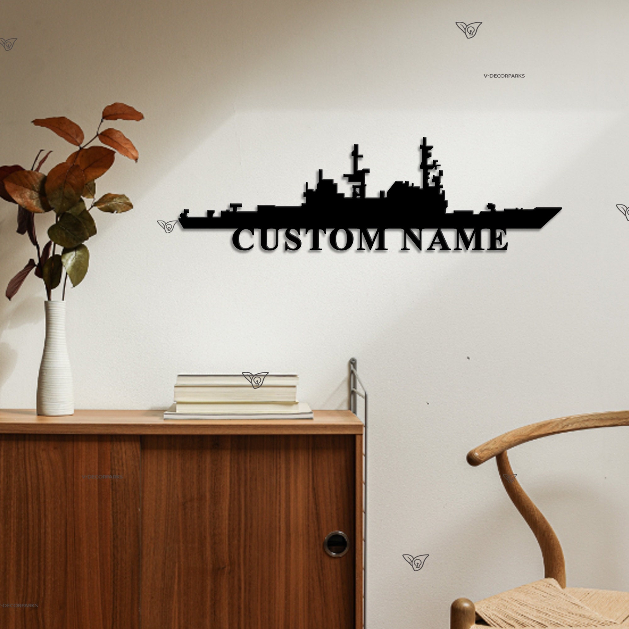 US Navy Ships Metal Sign Wall Art With LED Lights Custom, Navy Veterans ...