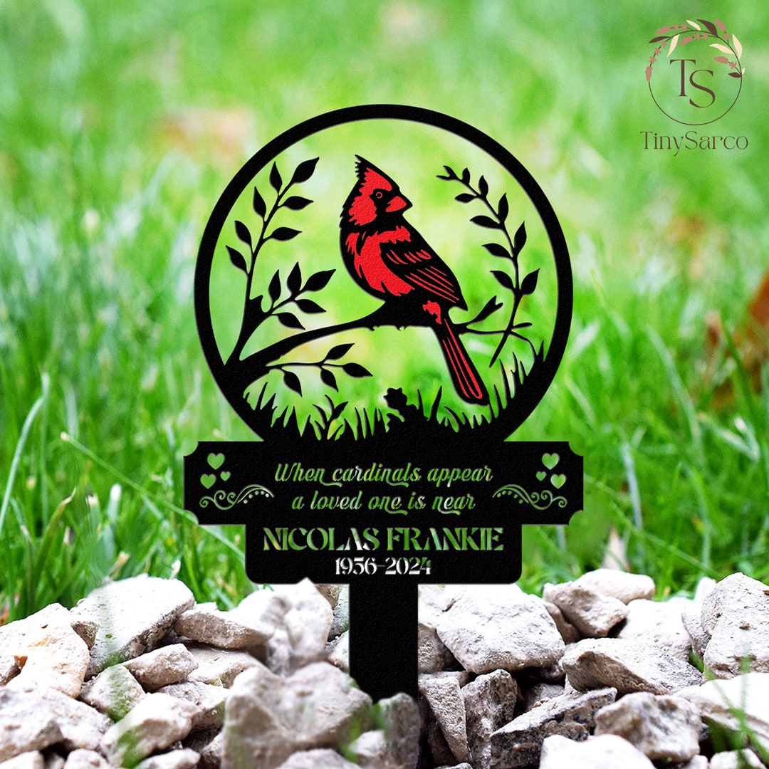 Custom Cardinal Memorial Stake Metal, Cardinal Garden Stakes, Cardinals ...